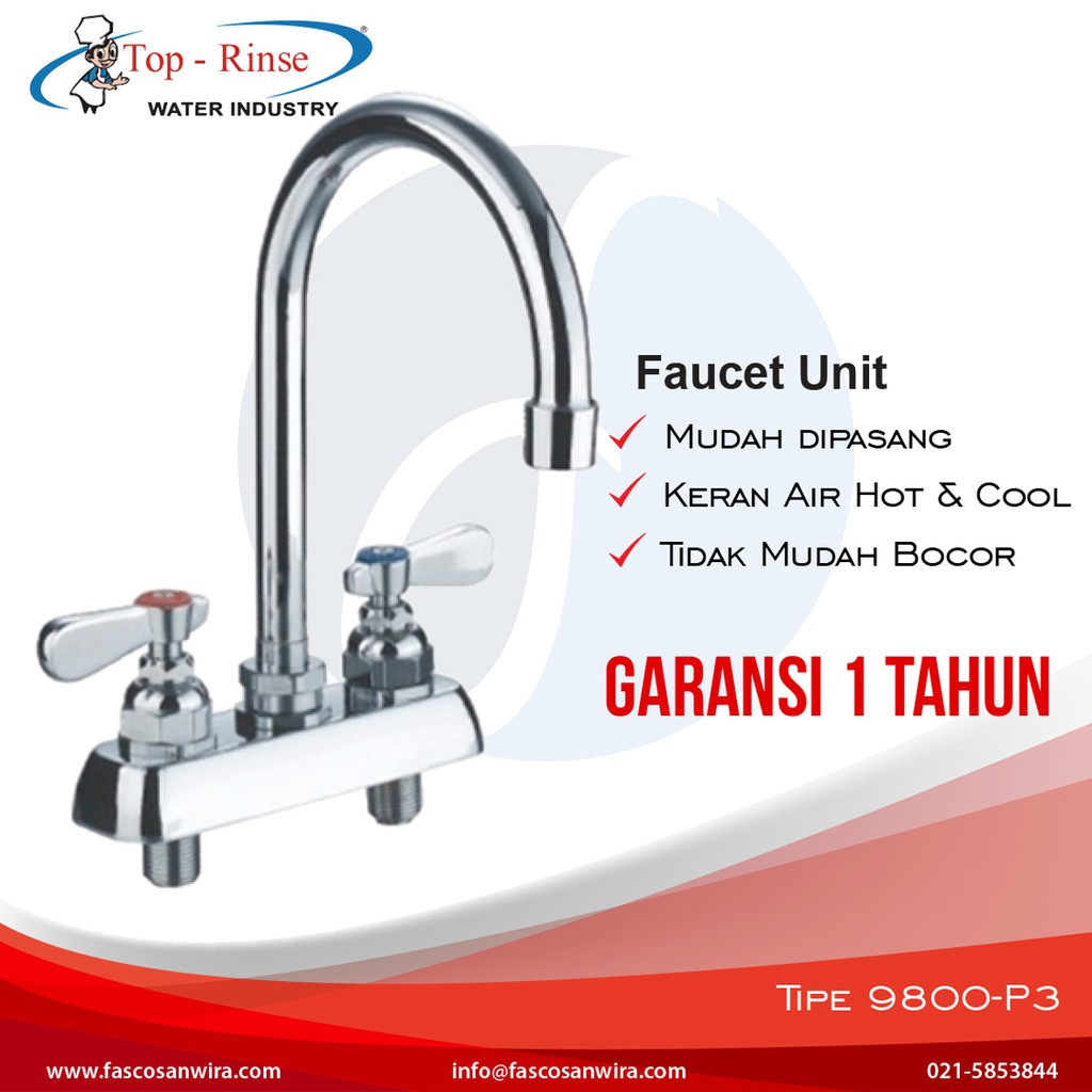 Jual Top rinse / Pre rinse 9800-P3 ,Double Workboard Faucet, Keran Air ...