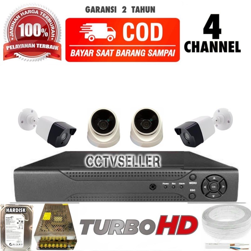 Jual PAKET CCTV 4CHANNEL 4CAMERA 4CHENEL 4KAMERA 5MP IC SONY TURBO HD ...