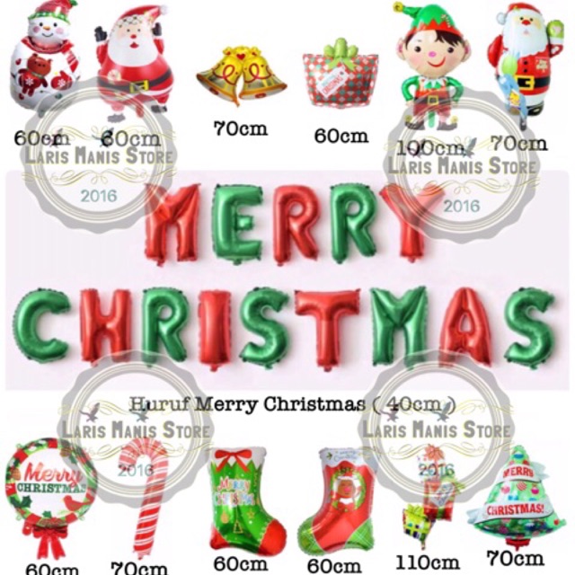 Jual Paket Balon NATAL / MERRY CHRISTMAS ( isi 13 pcs ) | Shopee Indonesia