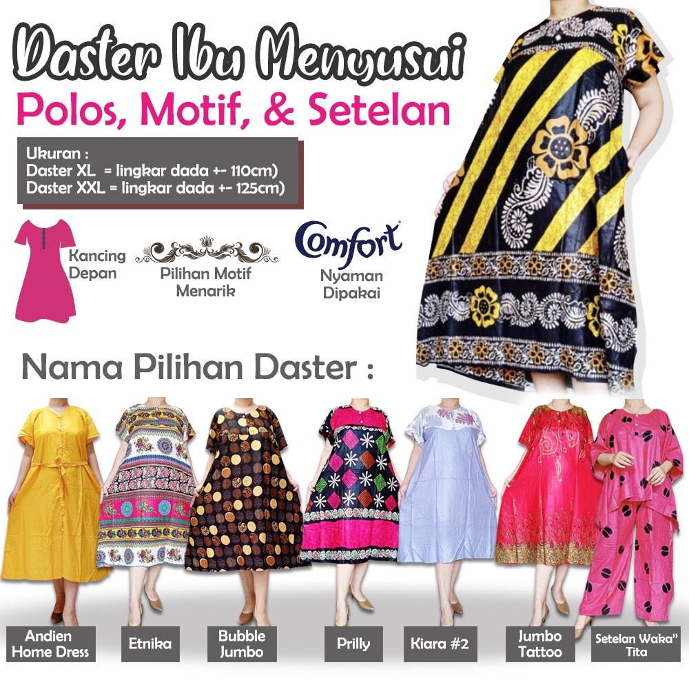 Jual MURAH DASTER IBU MENYUSUI - Setelan Busui Kancing Depan Motif ...