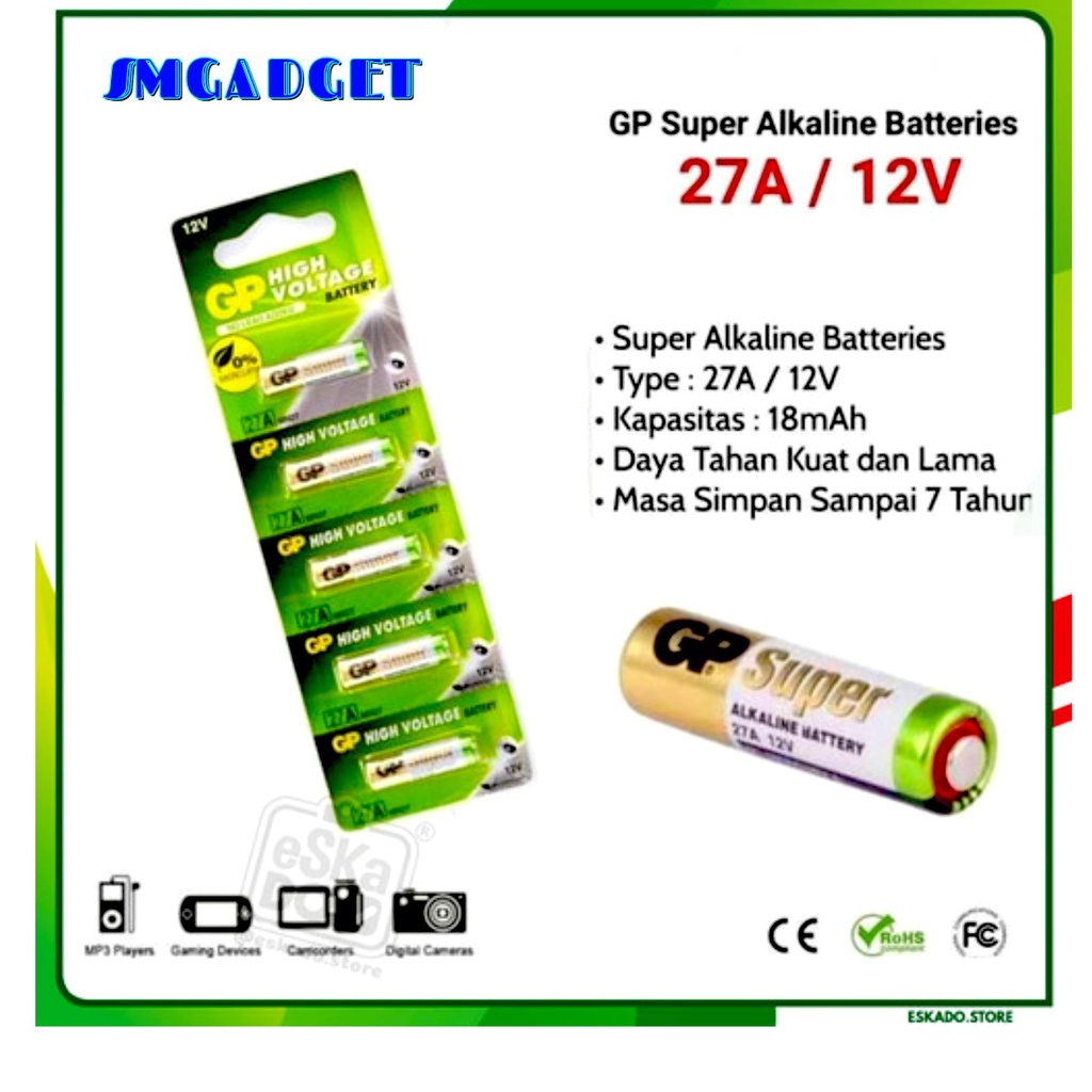 Jual Baterai GP Ultra Super Alkaline GP 27A GP27 GP27A 27 MN27 12V ...