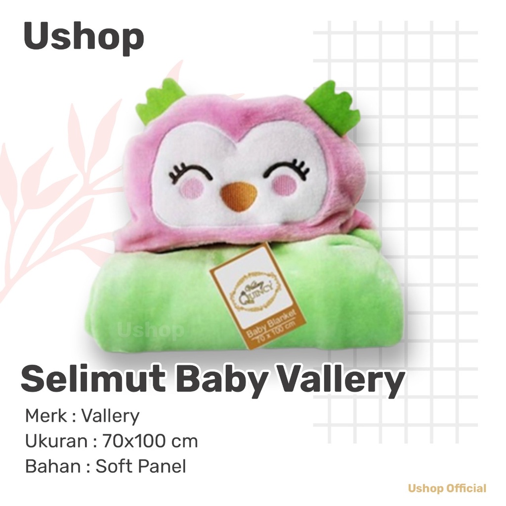 Jual VALLERY Quincy Selimut Baby + Topi / Baby Blanket 70X100 - Owl Unicorn Bear Leo Stitch ...