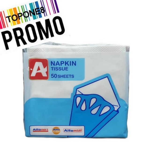 Jual 6 Pieces Alfamart Napkin Tissue / Tisu Makan 50 Sheets 1 Ply ...