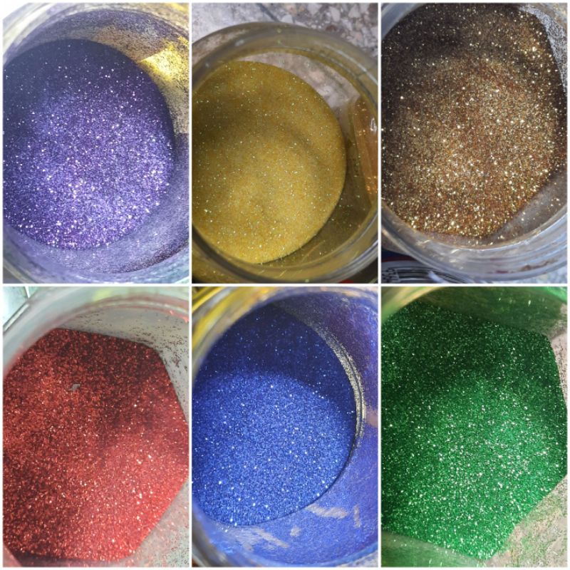 Jual glitter bubuk gliter laser warna warni besar kecil ungu kuning ...