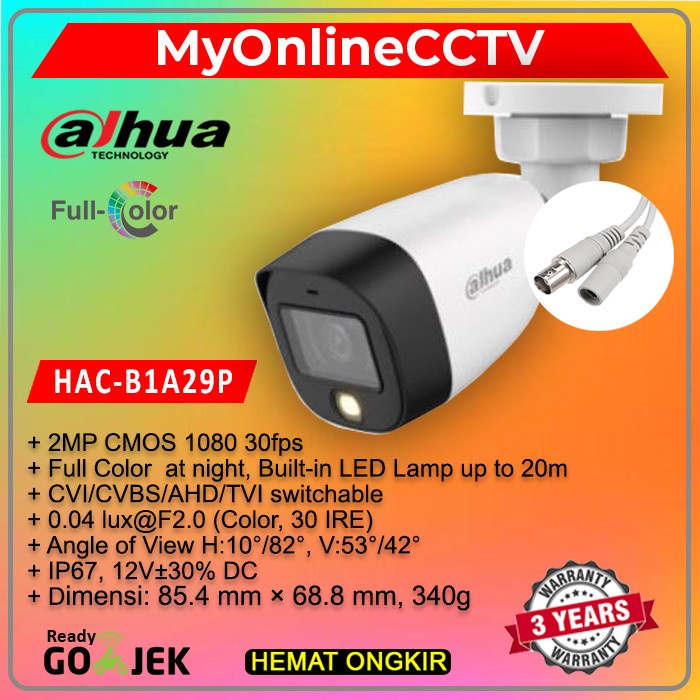 Jual DH-HAC-B1A29P Kamera Dahua Outdoor 2MP ColorVu | Shopee Indonesia