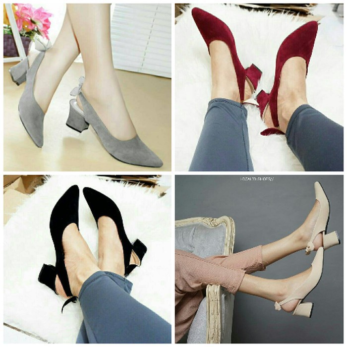 Jual Sandal heels hak kotak DT lancip wanita pesta santai kantor ...