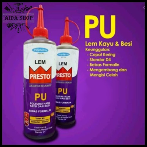 Jual Lem Presto PU Polyurethane 650Gr Lem Serbaguna Kayu Besi HPL Veneer Kertas Keramik Lem ...