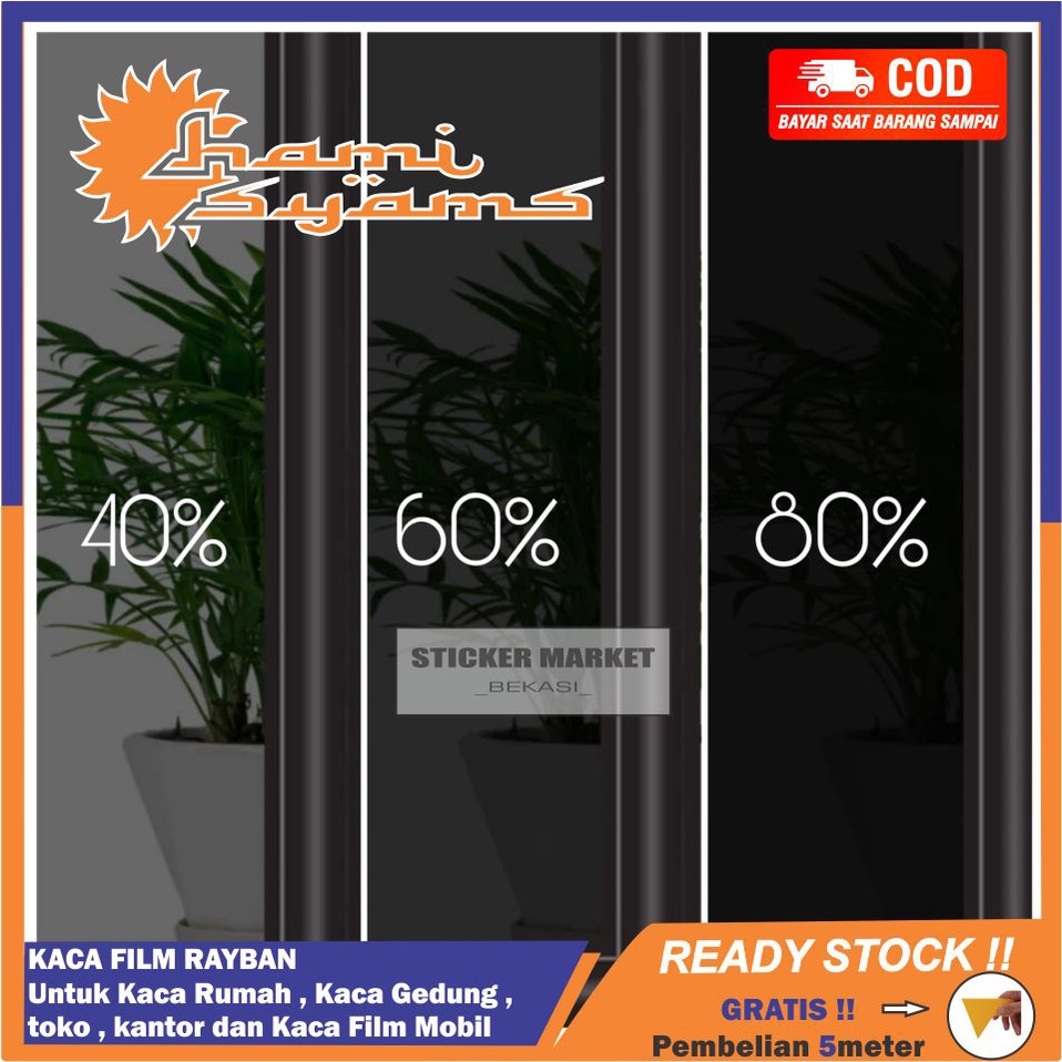 Jual Stiker Kaca Film Jendela Rumah Kacafilm Mobil Riben Hitam 40% 60% 80% | Shopee Indonesia