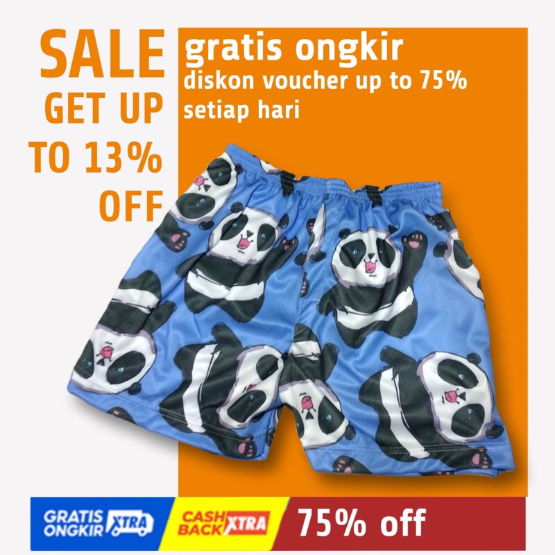 Jual Boxer Kain kaos printing gambar panda bahan adem | Shopee Indonesia