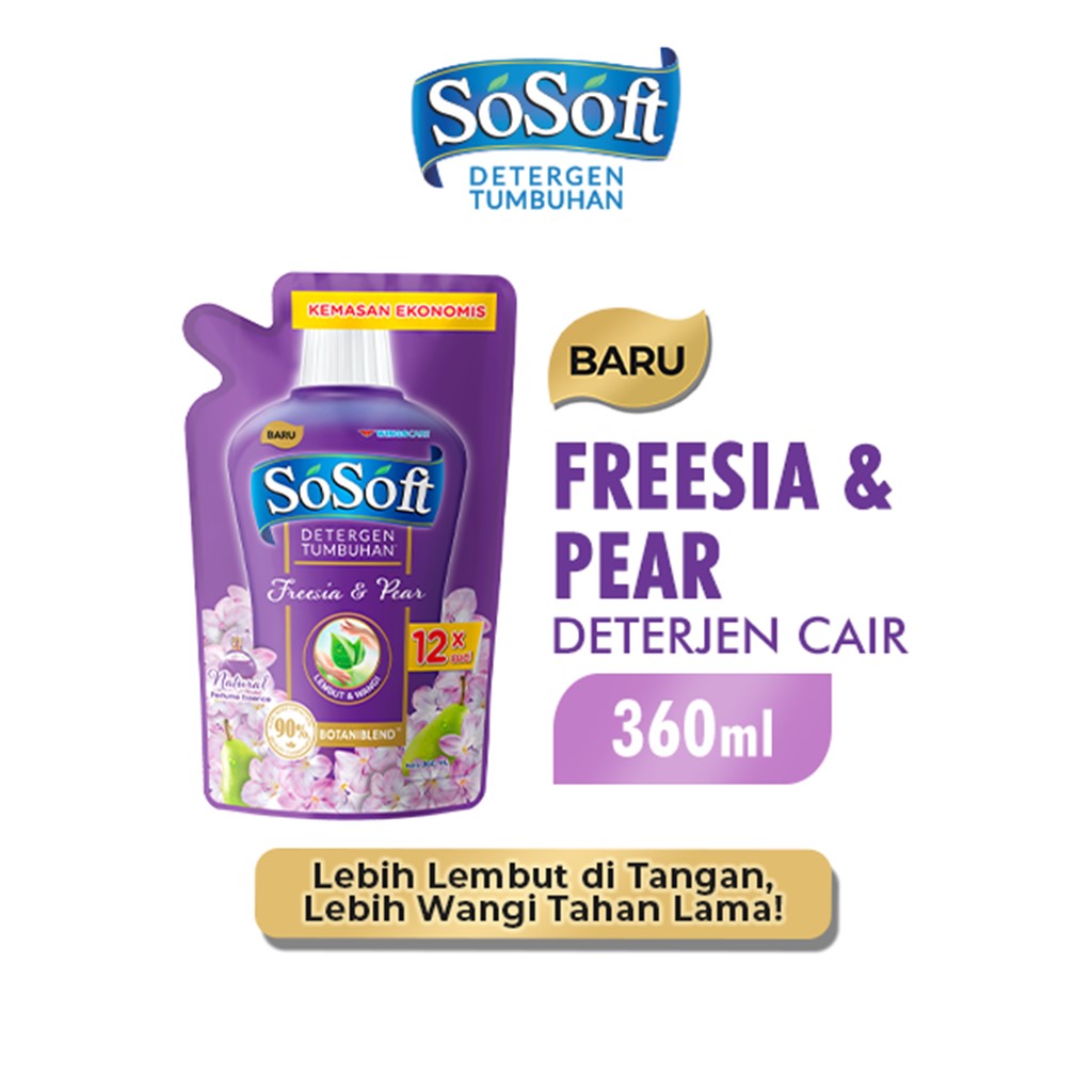 Jual Sosoft Deterjen Cair Freesia & Pear Pouch 360 ml | Shopee Indonesia