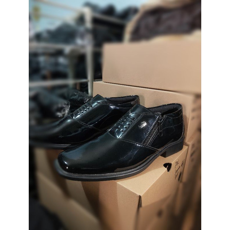 Jual Sepatu Pdh PDL Tni Porli kilap Doble Sleting Tanpa Semir | Shopee ...