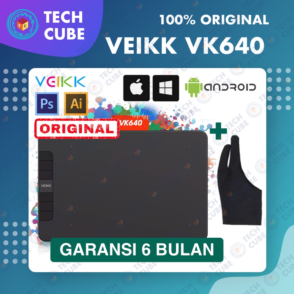 Jual VEIKK VK640 Digital Graphic Drawing Pen Tablet OSU Alter S640 A30 ...