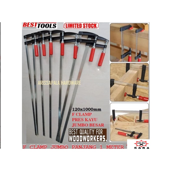 Jual BESTTOOLS F CLAMP PRES PENJEPIT KAYU KLEM F WOODWORKING JUMBO ...