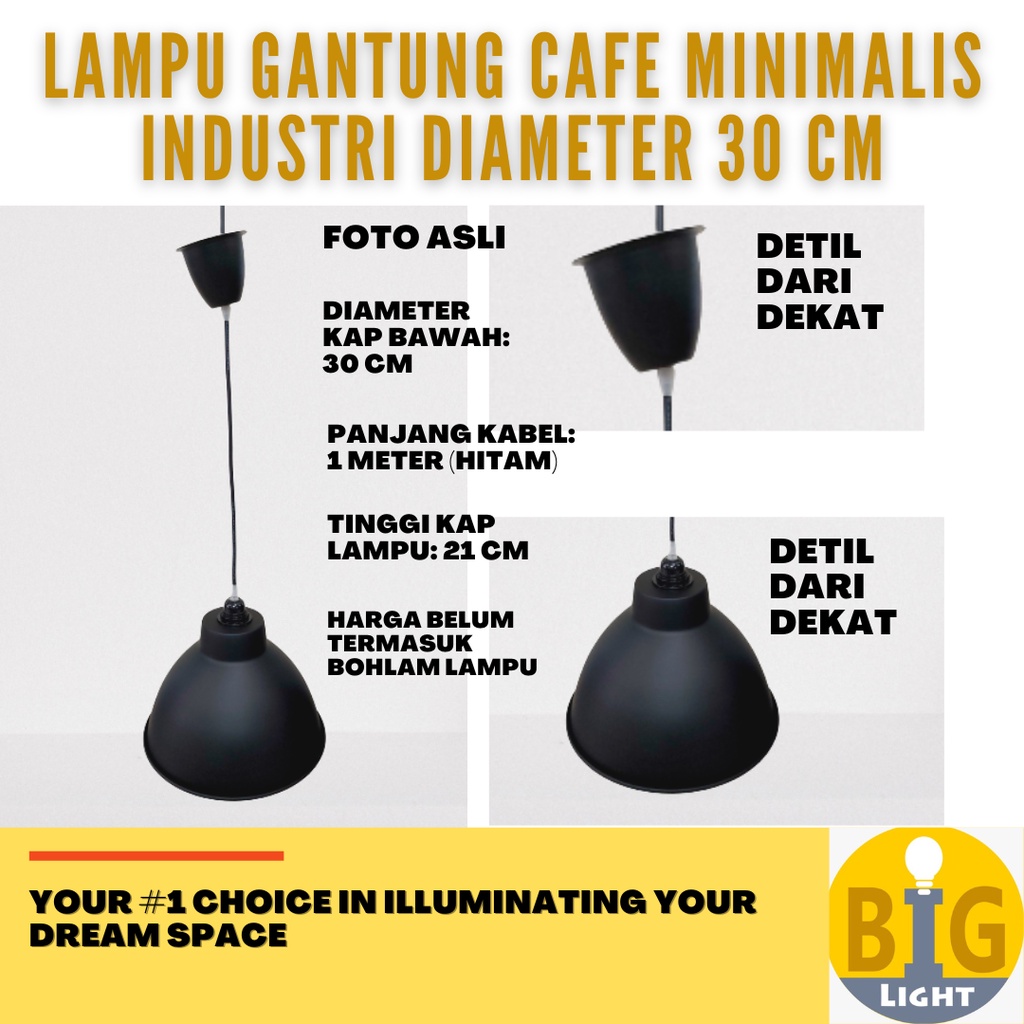 Jual Lampu Gantung Cafe Minimalis Industri Modern Ruang Tamu - Diameter 30 cm | Shopee Indonesia
