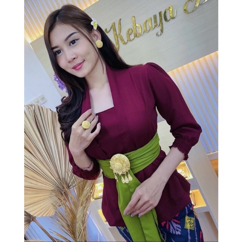 Jual kebaya bali moscref bet lengan kerut 7/8/kebaya set sepaket lengan ...