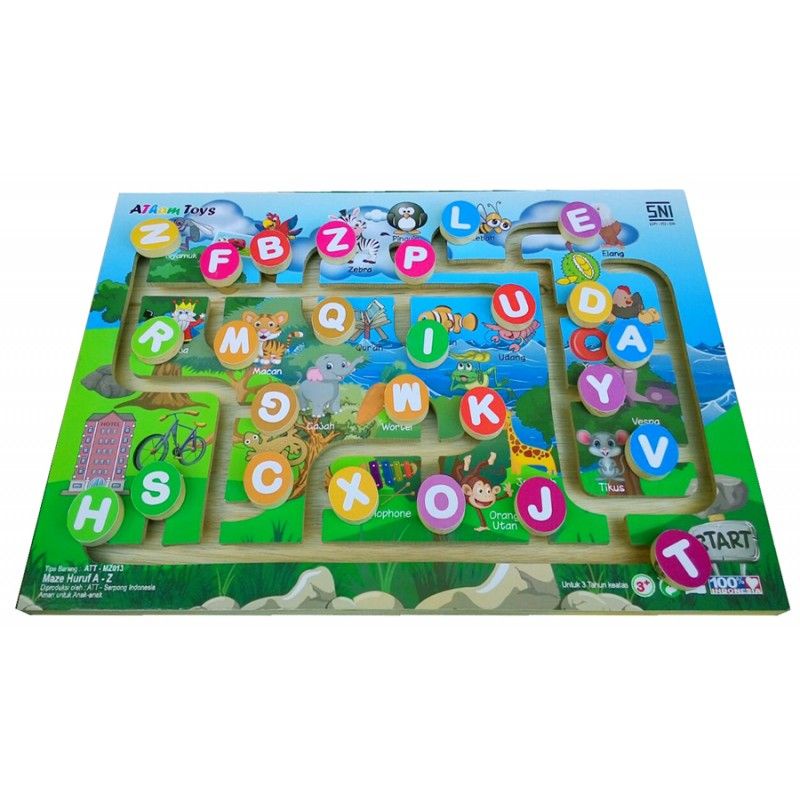 Jual Maze Alphabet Huruf Abjad mainan edukatif edukasi kayu anak SNI ...