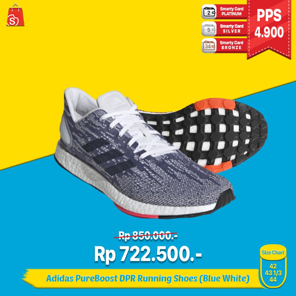 Jual Adidas PUreBoost DPR Running Shoes For Men (Blue White) | Shopee ...
