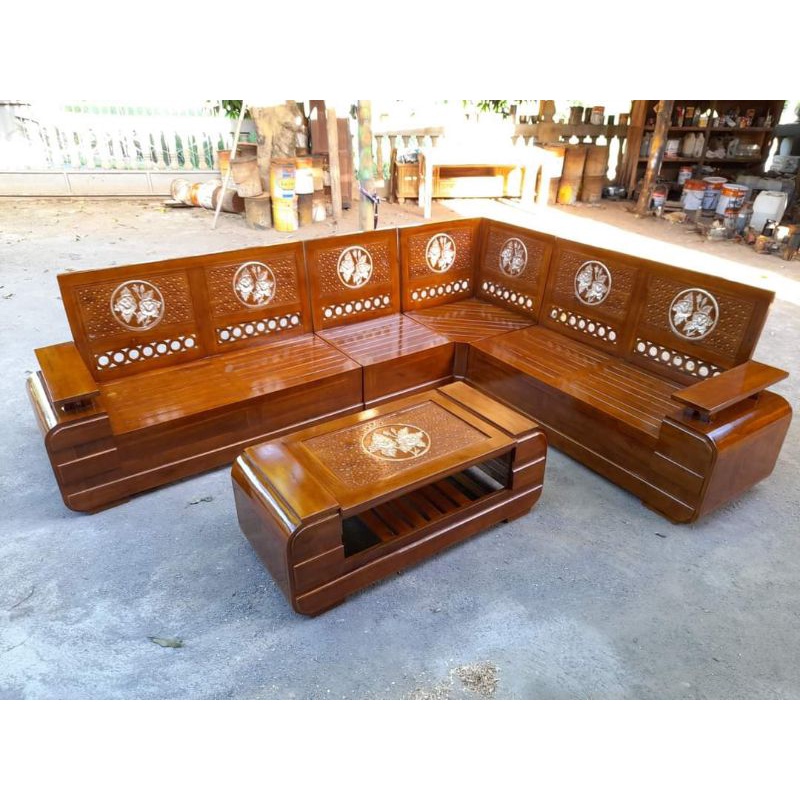 Jual kursi tamu sudut minimalis kayu jati model donini / kursi ruang ...