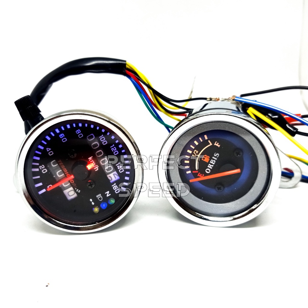 Jual PROMO PAKET SPEEDOMETER + FUEL METER MODEL BULAT CROME UNIVERSAL ...