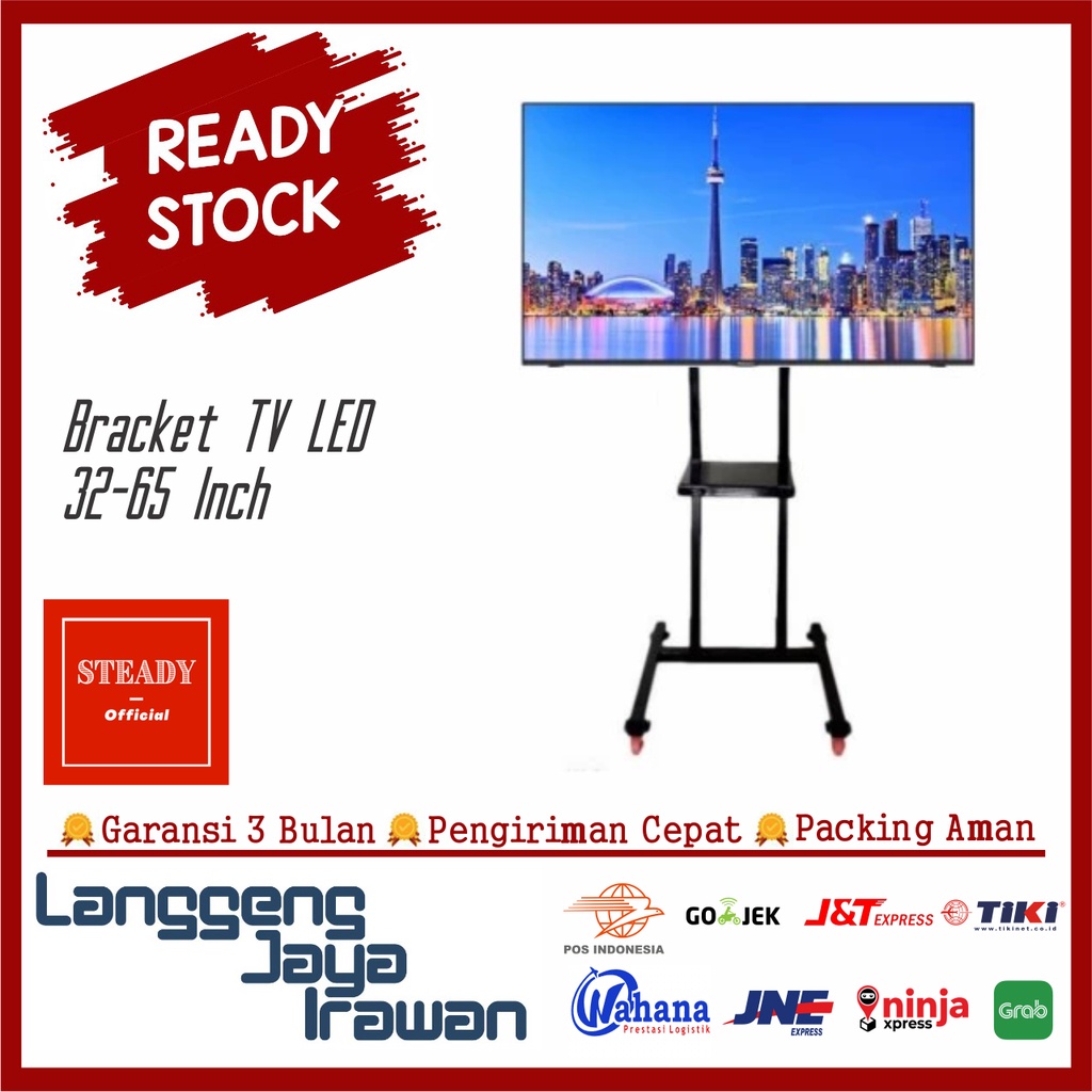 Jual Bracket Standing TV LED Stand Roda 32 - 65 Inch Hitam Tripod ...
