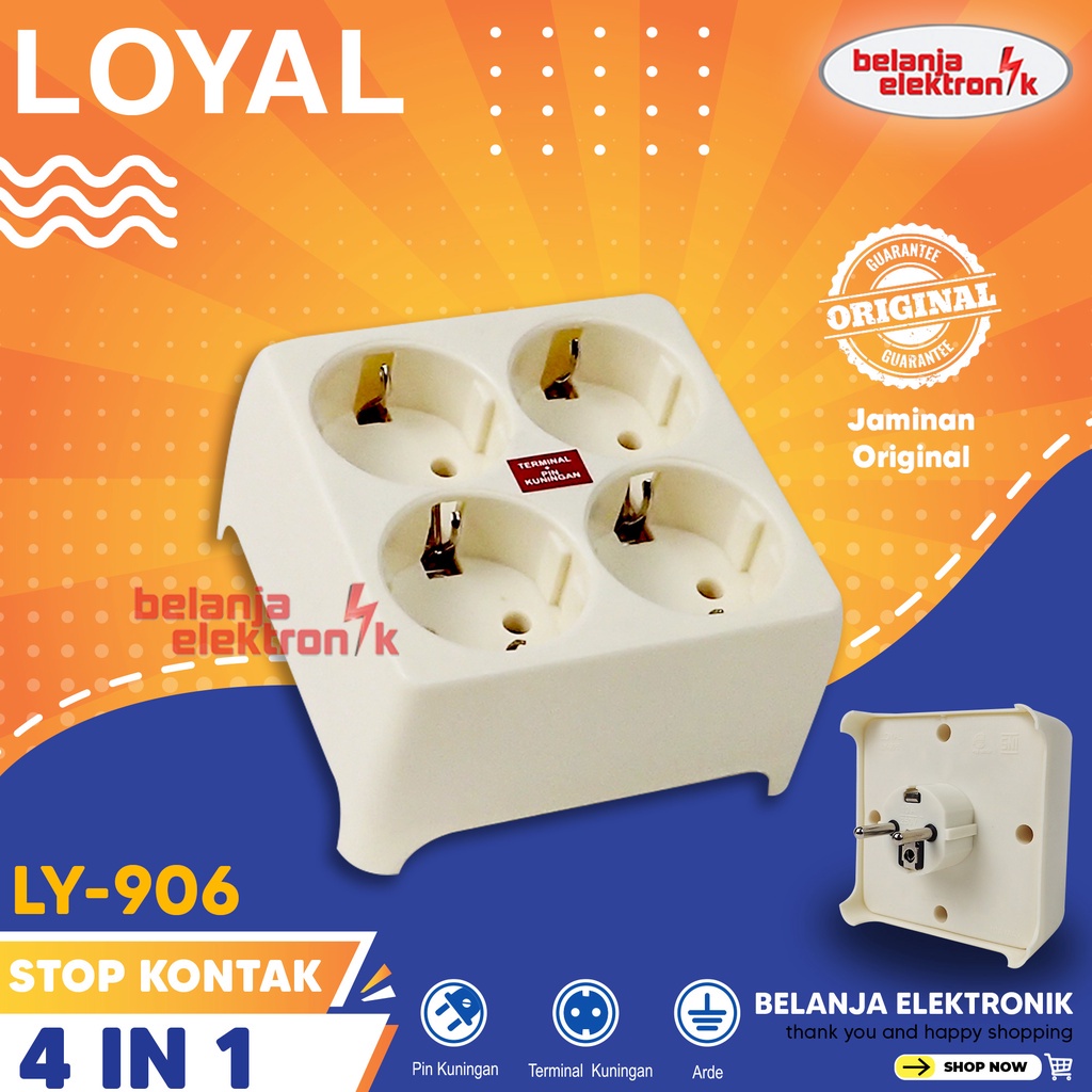Jual STOP KONTAK 4 LUBANG STEKER COLOKAN 4 IN 1 LOYAL LY 906 | Shopee ...