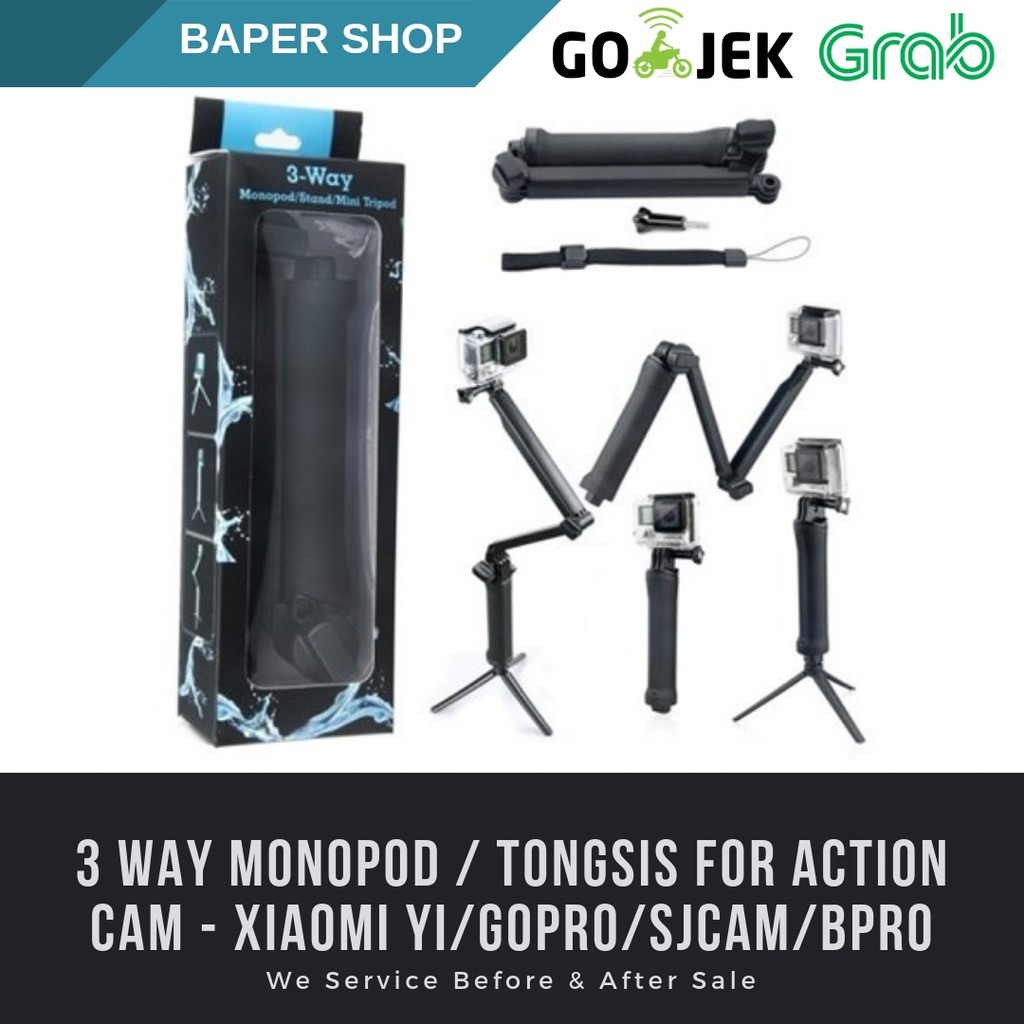 Jual 3 Way Monopod / Tongsis For Xiaomi Yi Gopro SJCAM Brica Action Cam | Shopee Indonesia