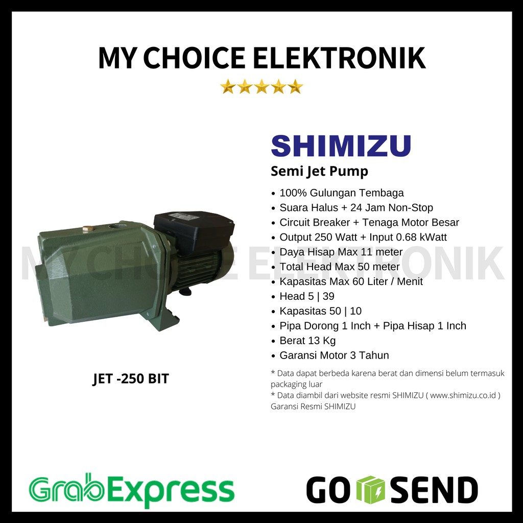 Jual Shimizu Semi Jet JET-250 / JET-250BIT | Shopee Indonesia