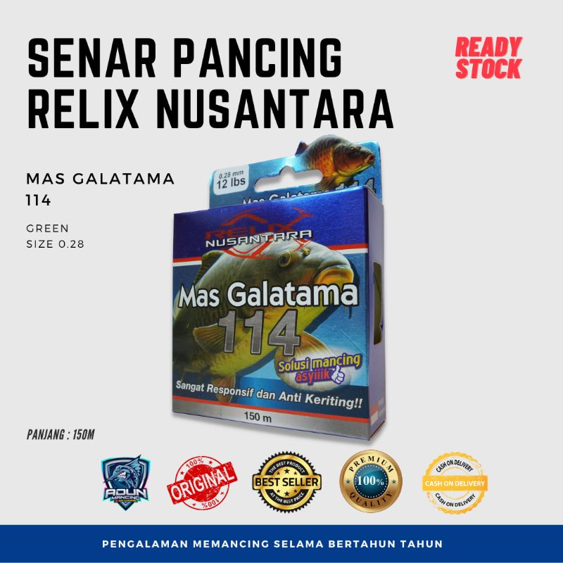 Jual Senar Pancing Nylon Monofilament Relix Mas Galatama 114 150m Untuk Mancing Galatama ...