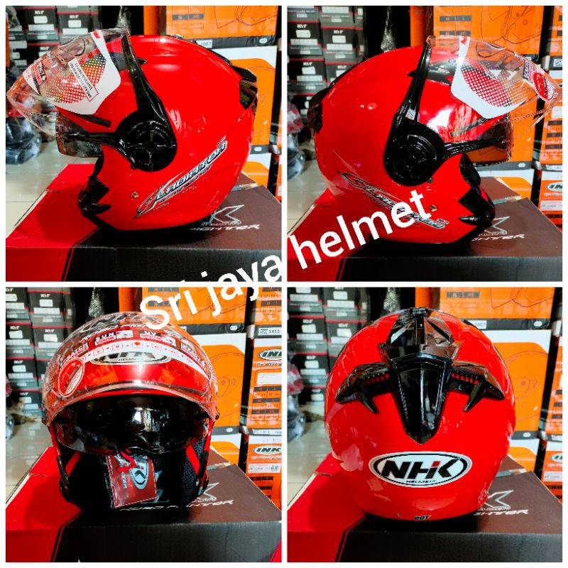 Jual HELM NHK GLADIATOR MERAH MARON DOBEL VISOR | Shopee Indonesia