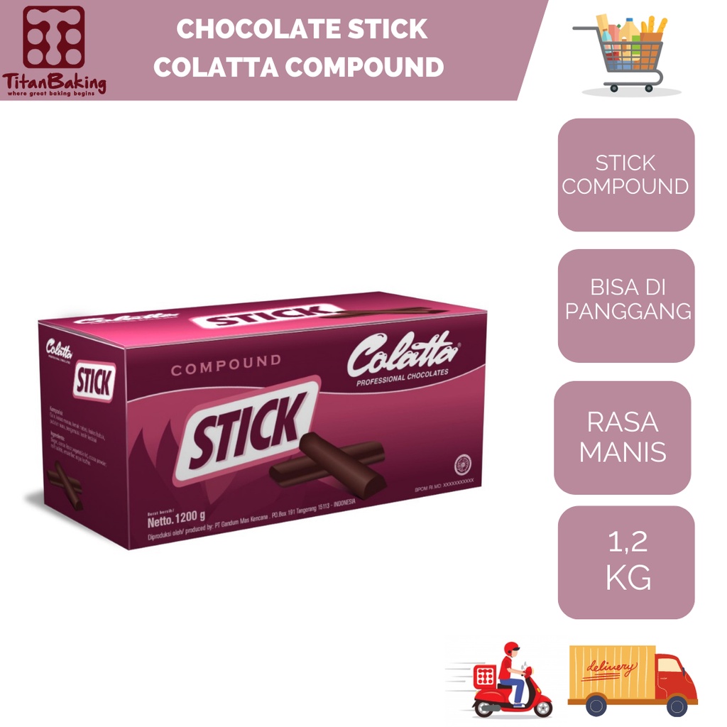 Jual Chocolate Stick Colatta 1.2kg/Coklat Stik 1.2kg Compound Dark ...