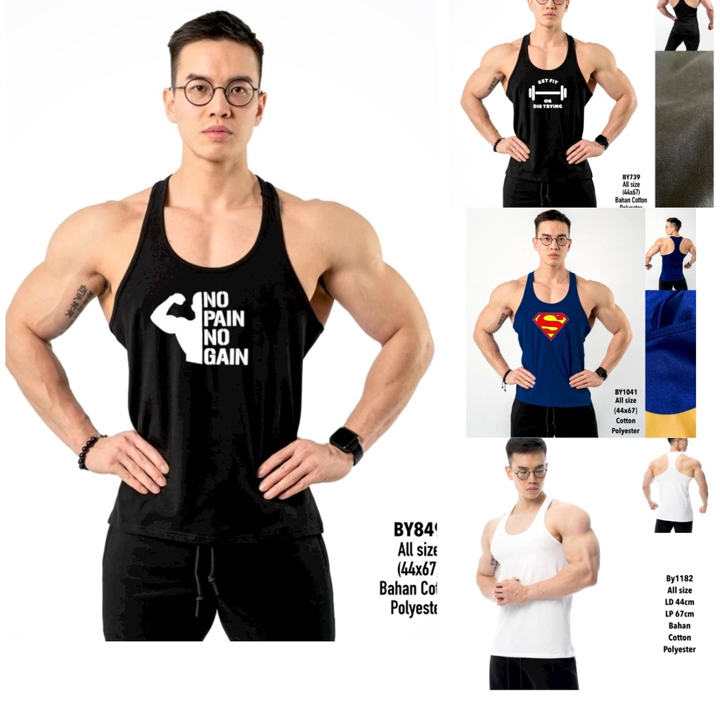 Jual Baju Gym Singlet Gym Tali Kecil Pria Tanktop Gym Singlet Fitness ...