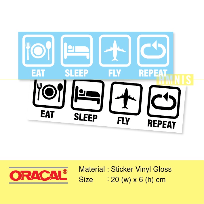Jual Sticker Eat Sleep Fly Repeat Outline, Sticker Aviation, Sticker ...
