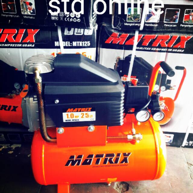 Jual Kompresor listrik Matrix mtx125 1Hp ( pakai oli) Merah compresor ...