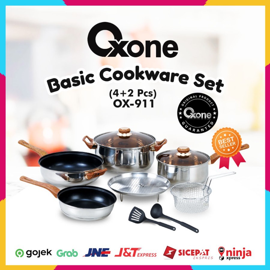 Jual Panci Oxone ORIGINAL OX-911 BASIC Cookware Set 4+2Pcs | Shopee Indonesia