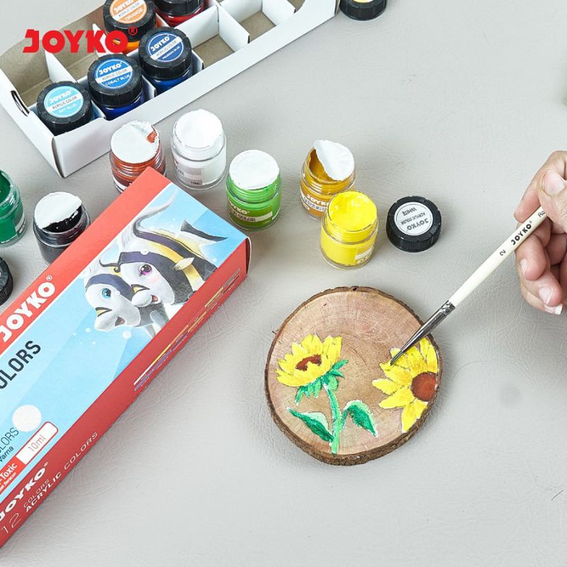 Jual cat acrylic color botol 10ml Joyko acrylic color set 12 warna ...