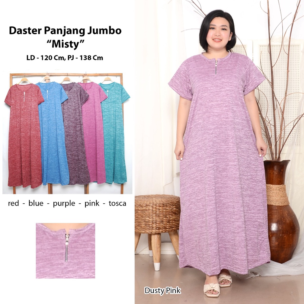 Jual westylis Daster Busui Jumbo Polos Misty Model Panjang / Daster ...