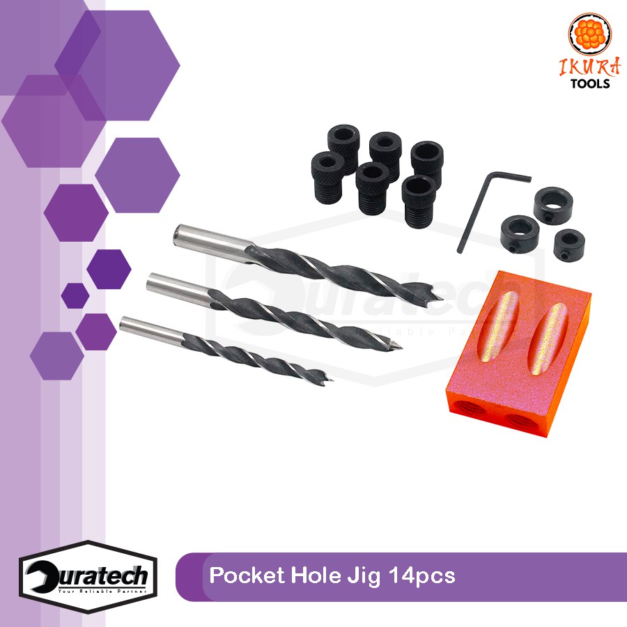 Jual Pelubang sekrup sambungan 14pcs / Pocket hole jig set / Alat drill ...
