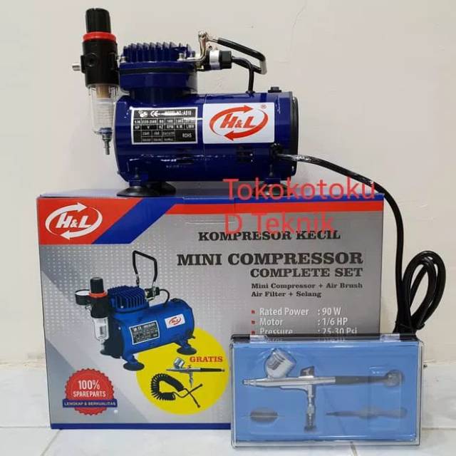 Jual Kompresor Mini Compressor Complete Set With Air Brush H&L | Shopee ...