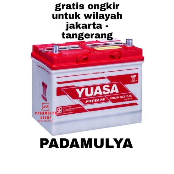 Jual Aki Basah Yuasa Pafecta 80D26L NX110-5L 12V 70Ah Battery Kijang Bensin | Shopee Indonesia