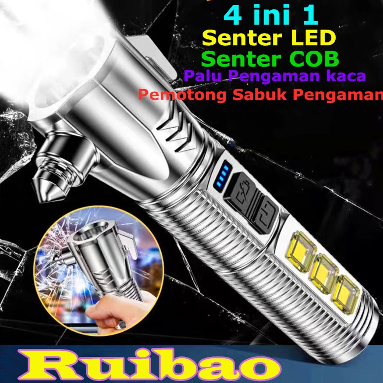 Jual Ruibao Senter LED COB Palu Pengaman kaca Mobil Multifungsi 4 ini 1 ...