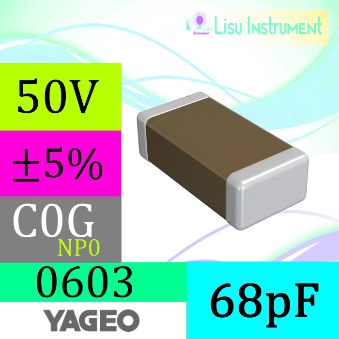 Jual 68pF ±5% 50V NP0 C0G 0603 1608(mm) SMD Multilayer Ceramic ...