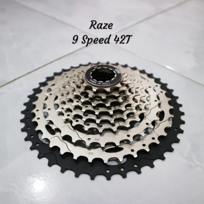Jual SPROCKET CASSETE SLOP 9 SPEED 42T RAZE GIR BELAKANG SEPEDA MTB ...