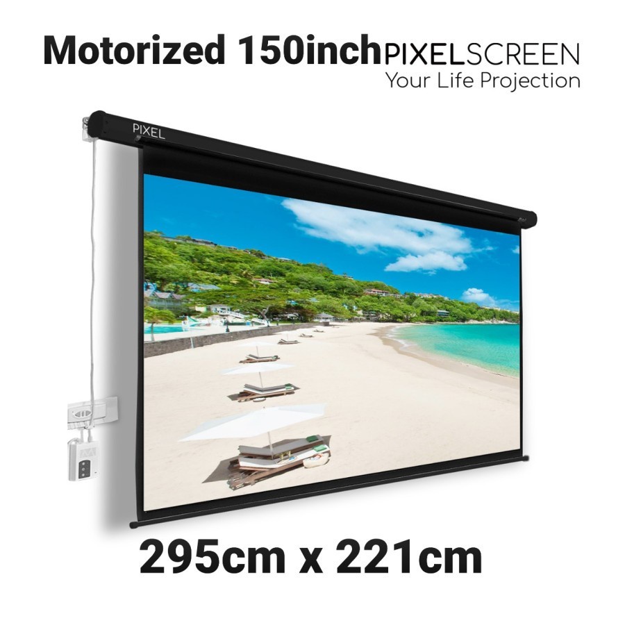 Jual Screen Projector Pixel Motorized 150" Remot / elektric ( 305x ...