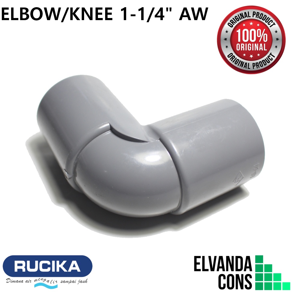 Jual Knee/Elbow PVC RUCIKA 1 1/4" 1 1/4 inch AW Sambungan Keni / Sambungan L / Sambungan Pipa ...