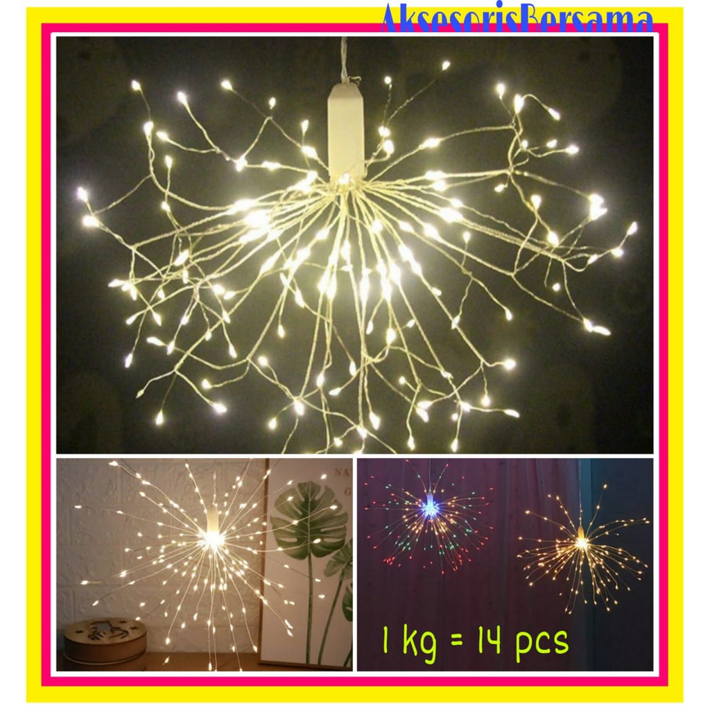 Jual Lampu { Baterai } Led Gantung 80 Led Bentuk Kembang Api Dengan ...