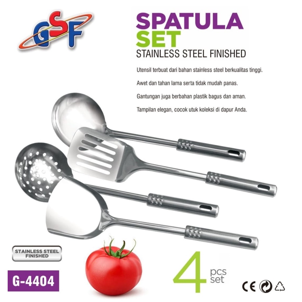 Jual Spatula Stainless Set 4 Pcs Set GSF-4404 Sutil Set Stainless Steel ...