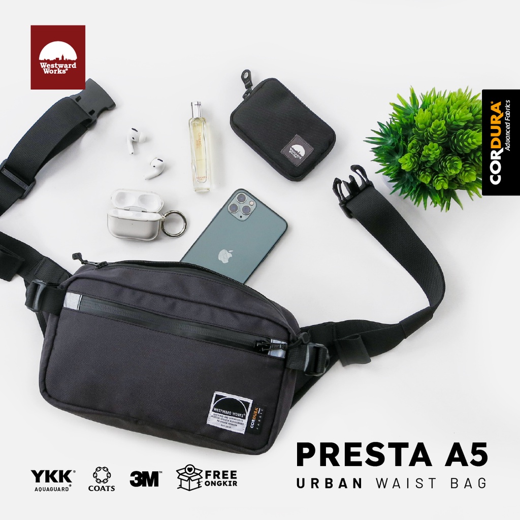 Jual PRESTA A5 CORDURA BLACK | Waist Bag - Tas Pinggang - Waistpack ...