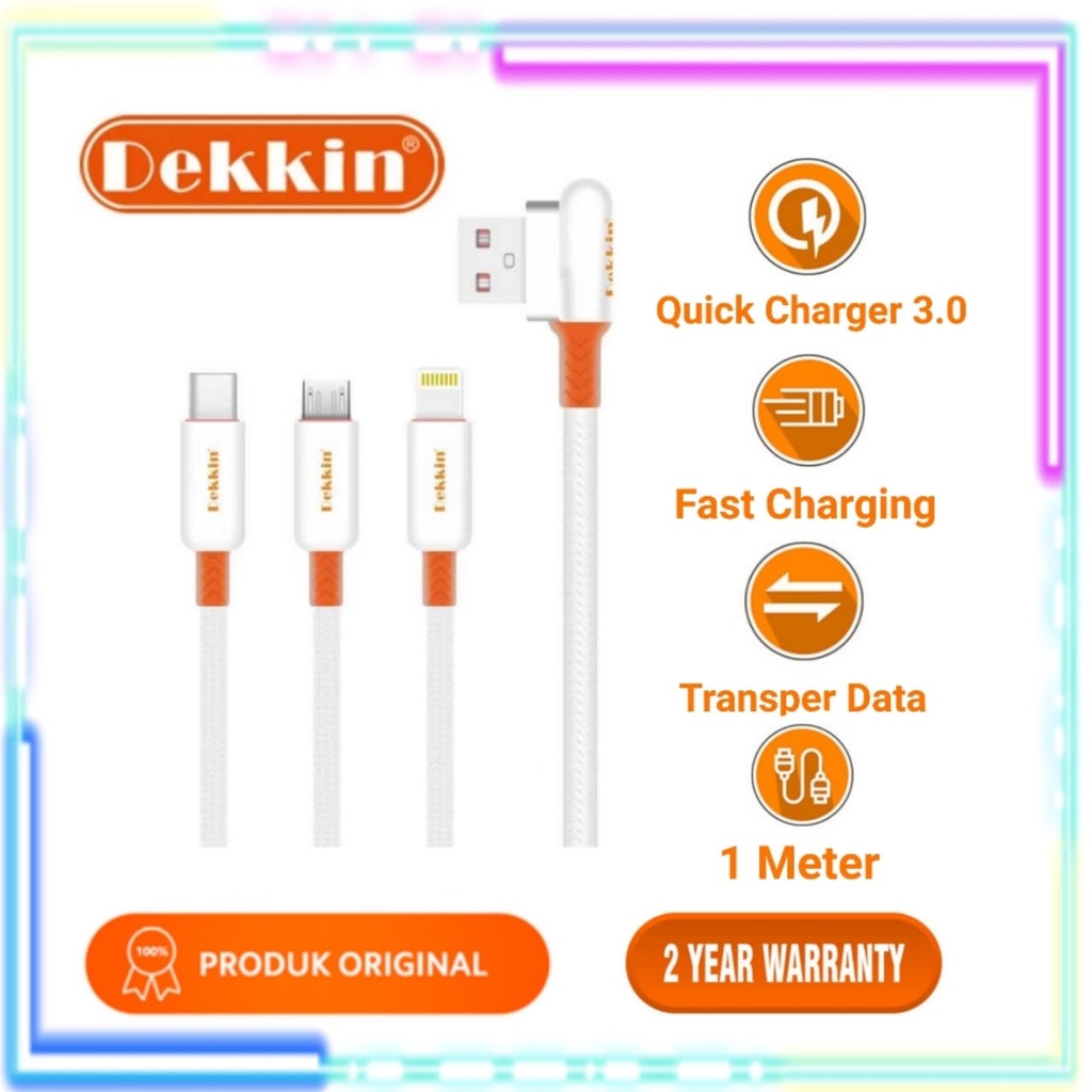 Jual DEKKIN KABEL DATA T QUICK CHARGER TYPE A42 QC 3.0 FAST CHARGING ...