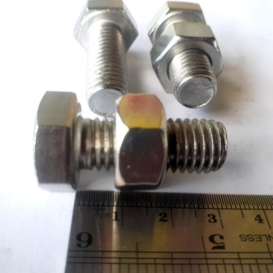 Jual BAUT STAINLESS M12 X 30 SS SUS 304 M12X30 ANTI KARAT KUNCI 19 DRAT ...