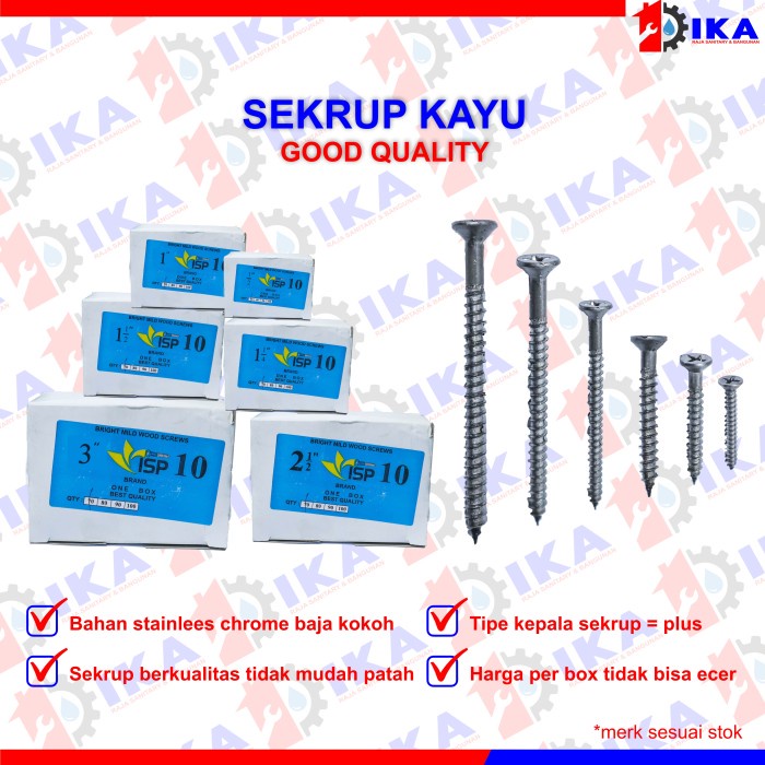 Jual Pengencang-Mur-Baut- Sekrup Skrup Kayu 1/2 Inch Plus (+) Murah ...